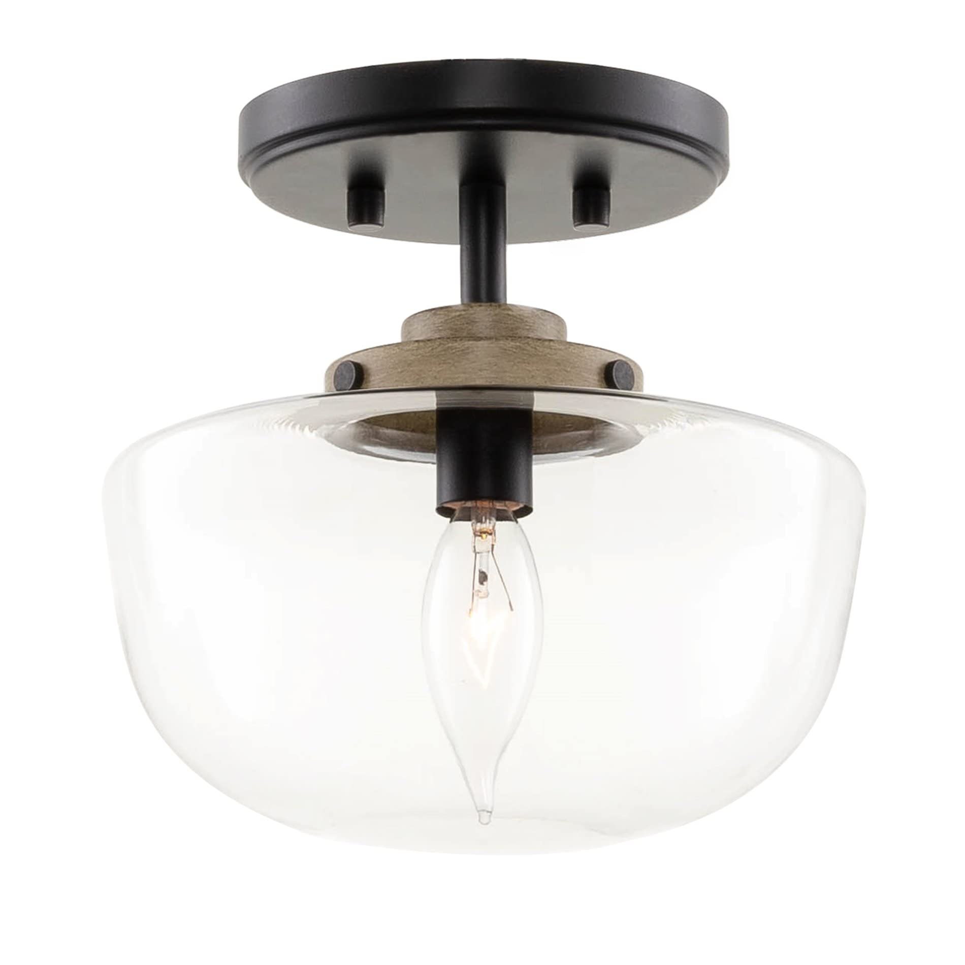 Kira Home Grove 8" Modern Farmhouse 1-Light Semi Flush Mount Ceiling ...
