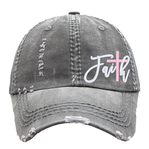 Amazon.com: Women's Faith Cross T Design Hat, Embroidered Baseball or ...