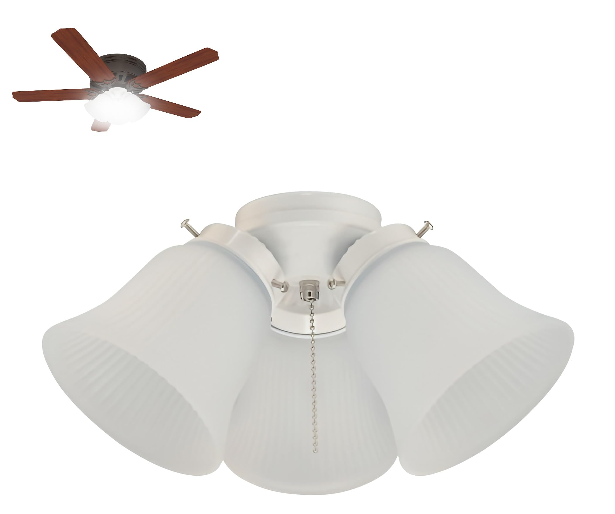 Ciata Modern Ceiling Fan Light Fixture Kit with 3 Frosted Ribbed Glass ...