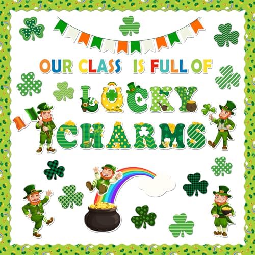 Amazon.com: AsodSway St. Patrick's Day Shamrock Bulletin Board Cutouts ...