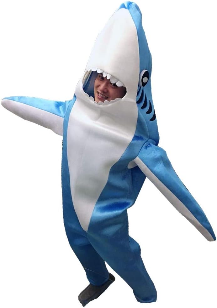 Amazon.com: Luxfan Fleece Adult Shark Costume Onesize Halloween Costume ...