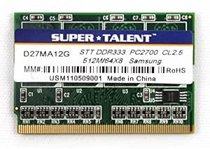 Super Talent 512MB DDR SDRAM Memory Module D27MA12G at Amazon.com