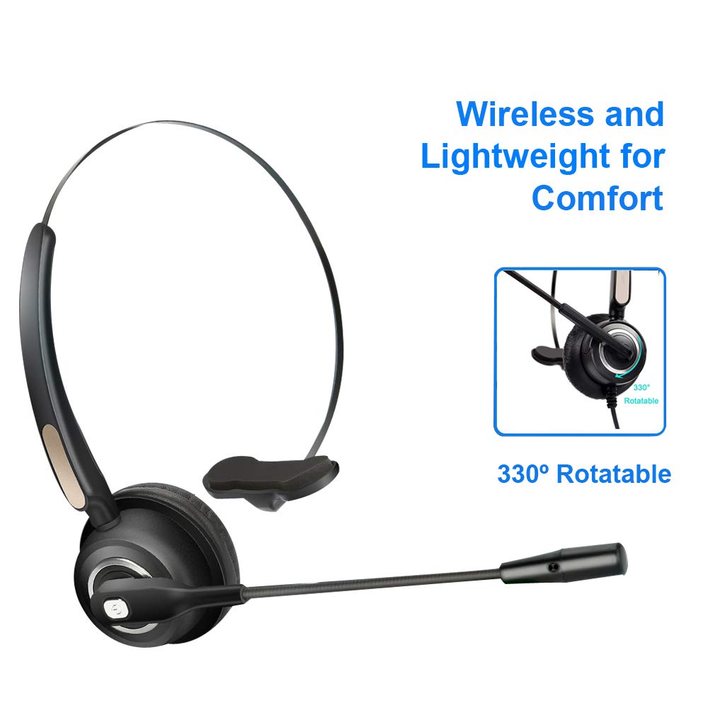 TelPal Wireless Headset Noise Cancelling Bluetooth Headphones with Mic ...