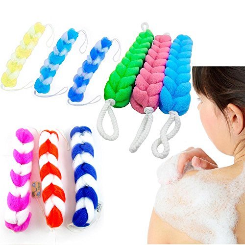Amazon.com : 6 Mesh Sponge Braided Rope Back Scrubber Soft Puff Bath ...