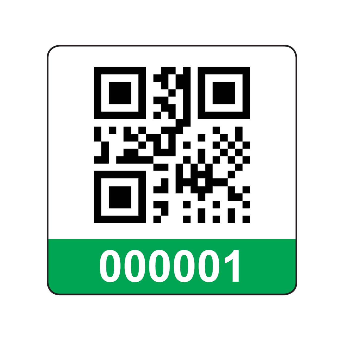 1000 Serialised QR Code Barcode Asset Tag Labels Stickers- Green 40mm x ...