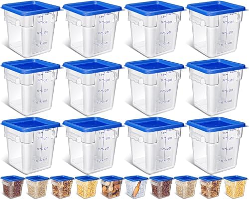 Amazon.com: Yungyan 12 Pcs 4 Qt Commercial Food Storage Containers with ...