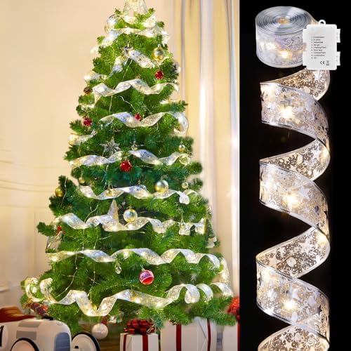 Amazon.com: Minetom Christmas Tree Ribbon String Lights - 33ft 100 LED ...