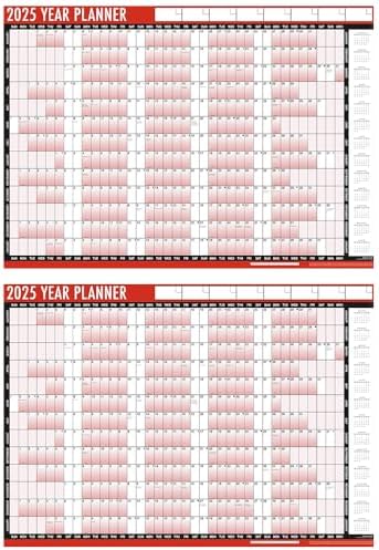 2025 Wall Planner A1 x 2 Pack with Pen & Adhesive Dots, 88cm x 58cm ...