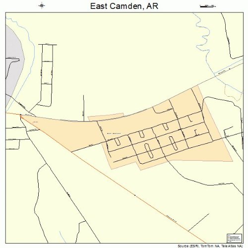 Large Street & Road Map of East Camden, Arkansas AR - Printed poster ...