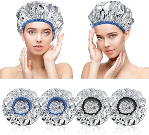 Amazon.com : cobee 4 Pcs Heat Cap for Deep Conditioning, Thickened ...