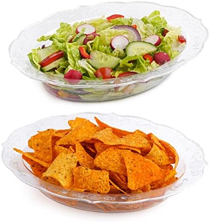 EURO CLASSIC Pack of 3 Glittered Silver Plastic Serving Bowls 29oz ...