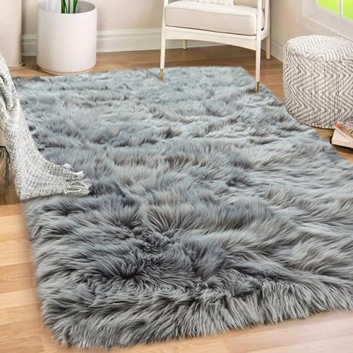 Snapklik.com : Gorilla Grip Fluffy Faux Fur Rug, Machine Washable Soft ...