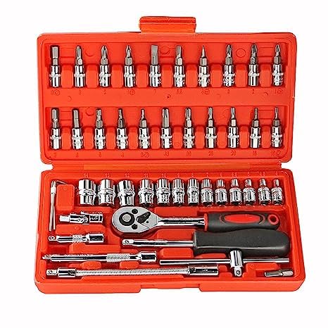 Mass Pro 46Pc Socket/Ratchet Set 1/4' Sq. Drive Car Repair Tool ...