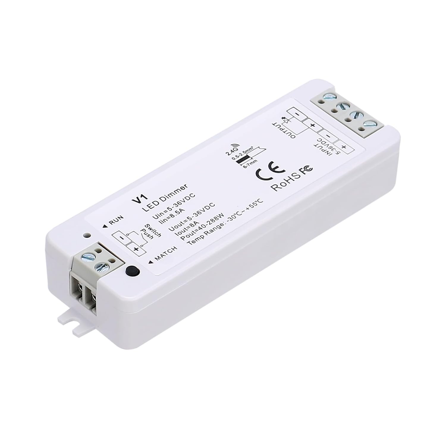 JOYLIT DC 5-36V 8A LED Dimmer Controller for Single Color LED Strip ...