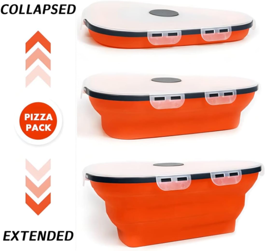 Pizza Slice Storage Container, Expandable Pizza Box with 5 Reheatable ...