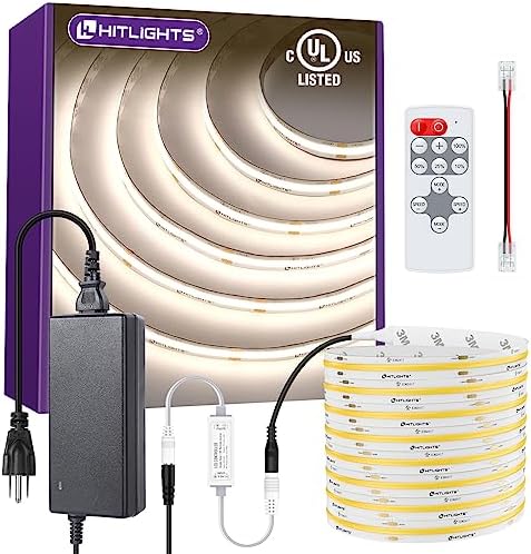 Amazon.com: HitLights COB LED Strip Lights, 24V Power Supply, 16.4FT ...