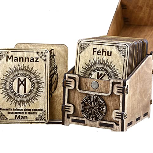 Amazon.com: Wooden Runes Oracle cards Set 24 pcs with gift box ...