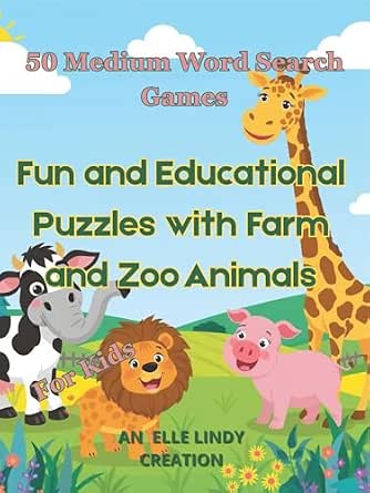 Fun and Educational Puzzles with Farm and Zoo Animals: 50 Medium Word ...