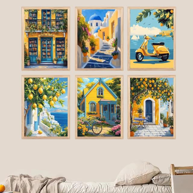 ARAkri Paper Mediterranean Wall Art Set, 6-Piece Art Prints, Vintage ...