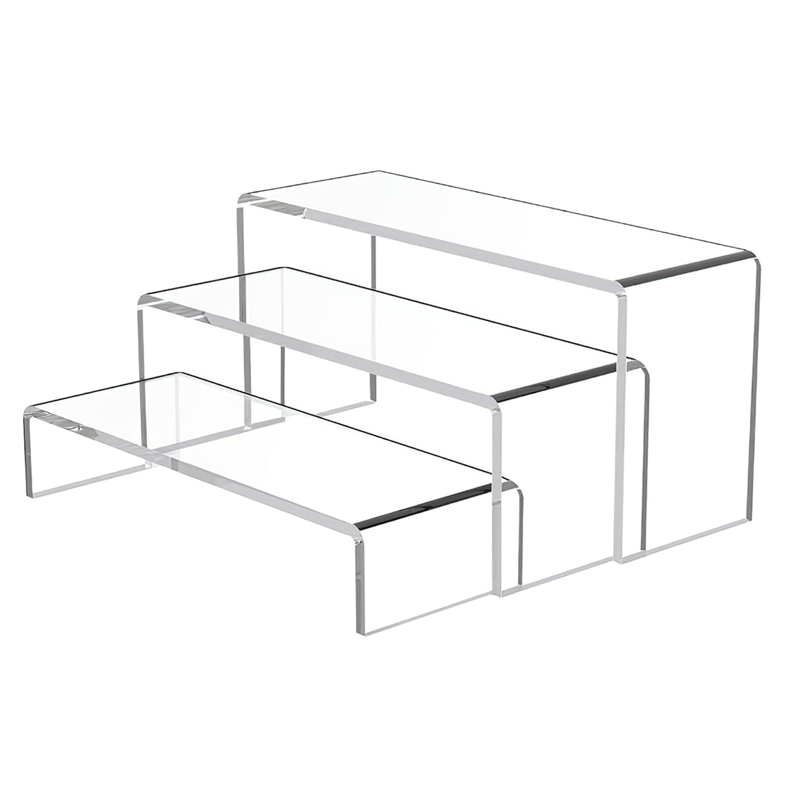 DAWRIS 3 Pcs Acrylic Display Risers, Clear Rectangular Tiered Display ...