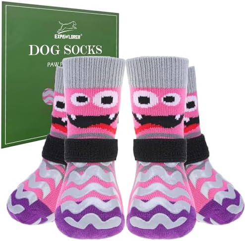 Amazon.com : EXPAWLORER Dog Socks to Prevent Licking Paws with Grippers ...
