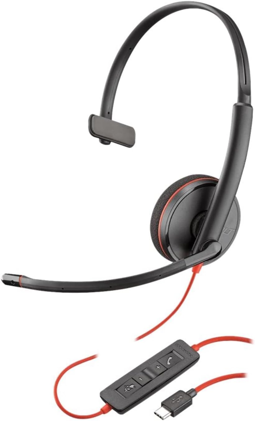 Amazon.com: Plantronics Poly Blackwire 3310 USB-A Wired Headset ...