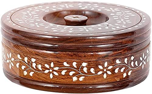 Buy Handicraft Wooden Chapati Box with Lid | Handmade Roti, Puri ...
