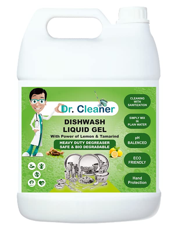Dr.Cleaner Dishwash Liquid Gel with Power of Lemon & Tamarind 5lit ...