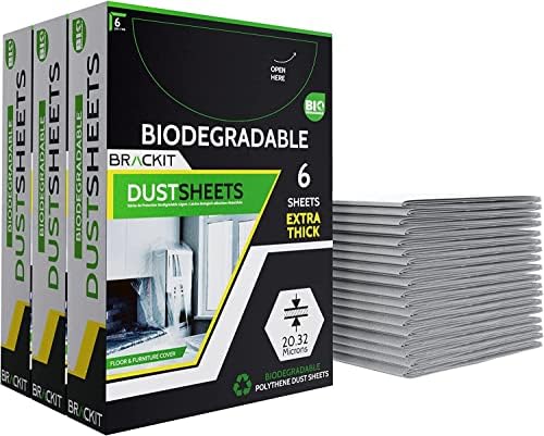 Plastic Sheets For Painting Brackit 6-Pack Biodegradable Large Plastic ...