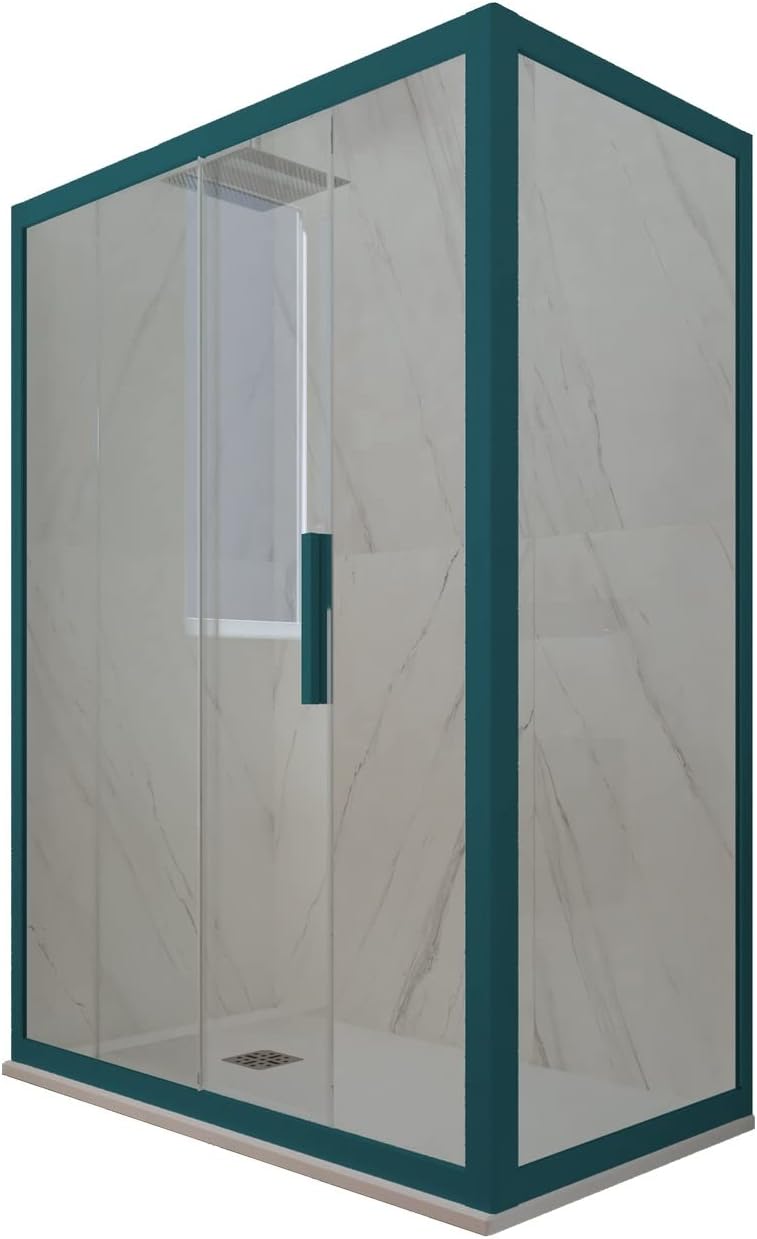 Cabine parois de douche angulaire coulissante 80x120 cm H 200 en PVC ...