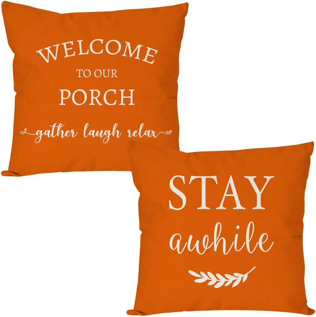 Amazon.com: PANDICORN Welcome to Our Porch Stay Awhile Farmhouse Throw ...
