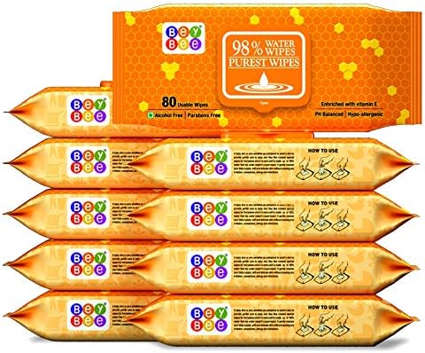 Beybee Baby Water Wipes (Pack of 10, 80 Sheets, White) : Amazon.in ...