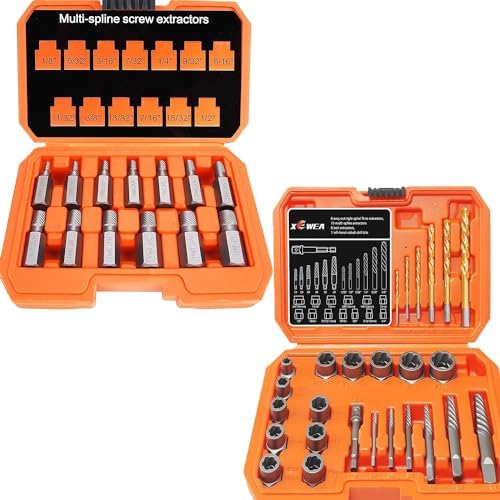 XEWEA 13Pcs Multi-Spline Screw Extractor Set + 26PCS Screw & Bolt ...