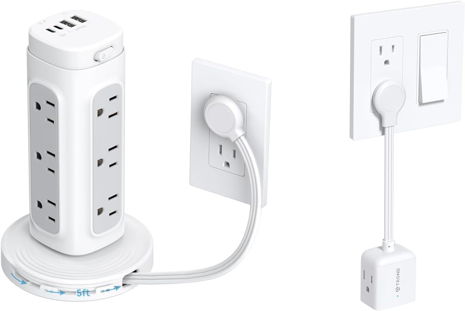 Amazon.com: Bundle - 2 Items: Flat Outlet Extender with 6 Inch Cord ...