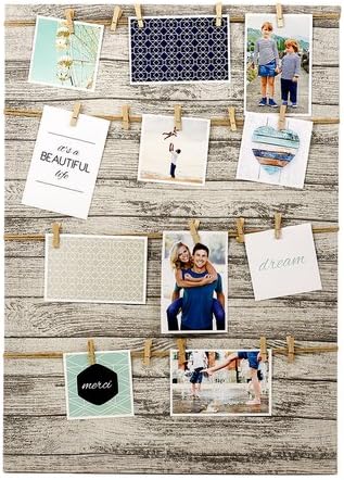 Fotorahmen mit Leine, inkl. 16 Klammern, Fotocollage, Portraitrahmen ...