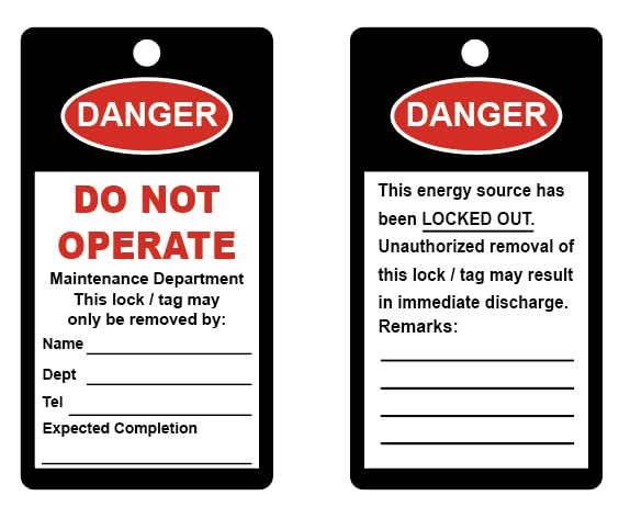 Lockout Tagout Tags - 30 Pack 3x5.5’’ Plastic Danger Do Not Operate Tag ...