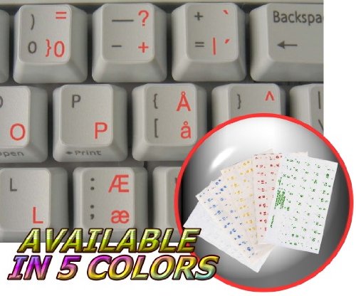 Amazon.com: DANISH KEYBOARD STICKERS WITH RED LETTERING TRANSPARENT ...