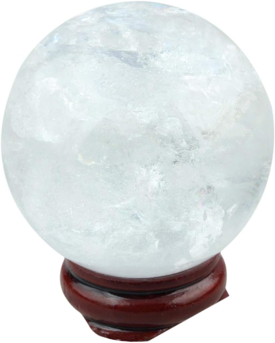 Amazon.com: Clear Crystal Ball with Stand - Real Quartz Crystal Sphere ...