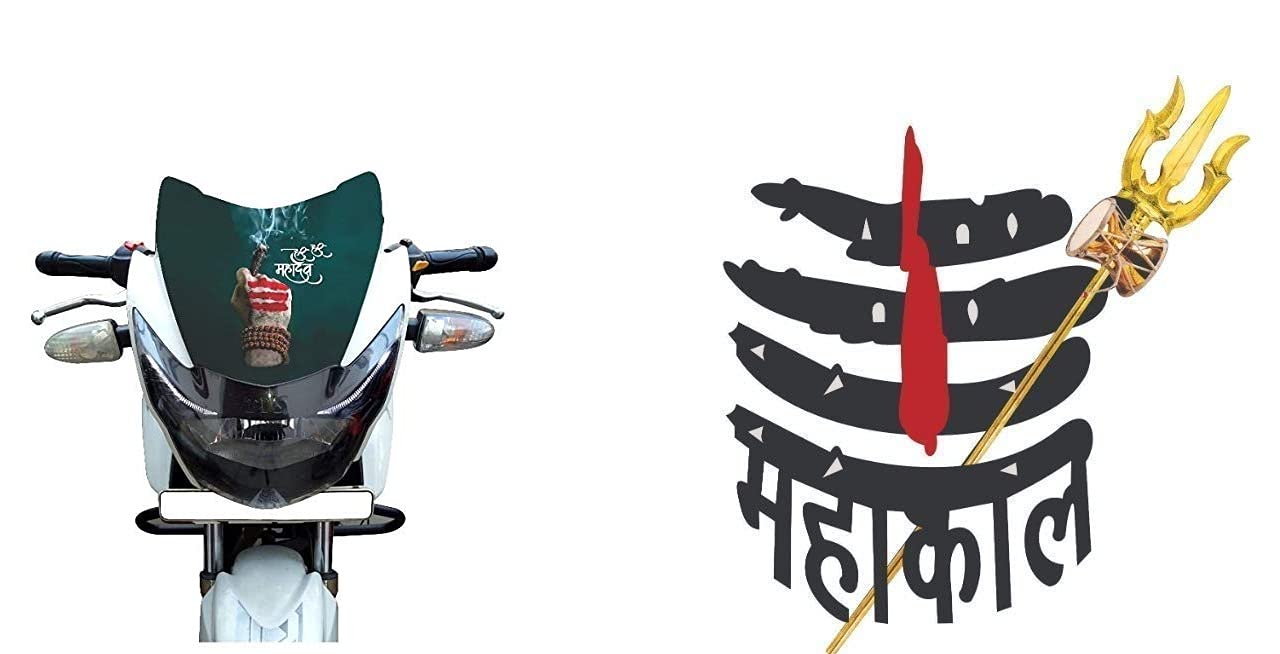 JUST RIDER Visor Bike Sticker Har Har Mahadev Sutta with Mahakal ...