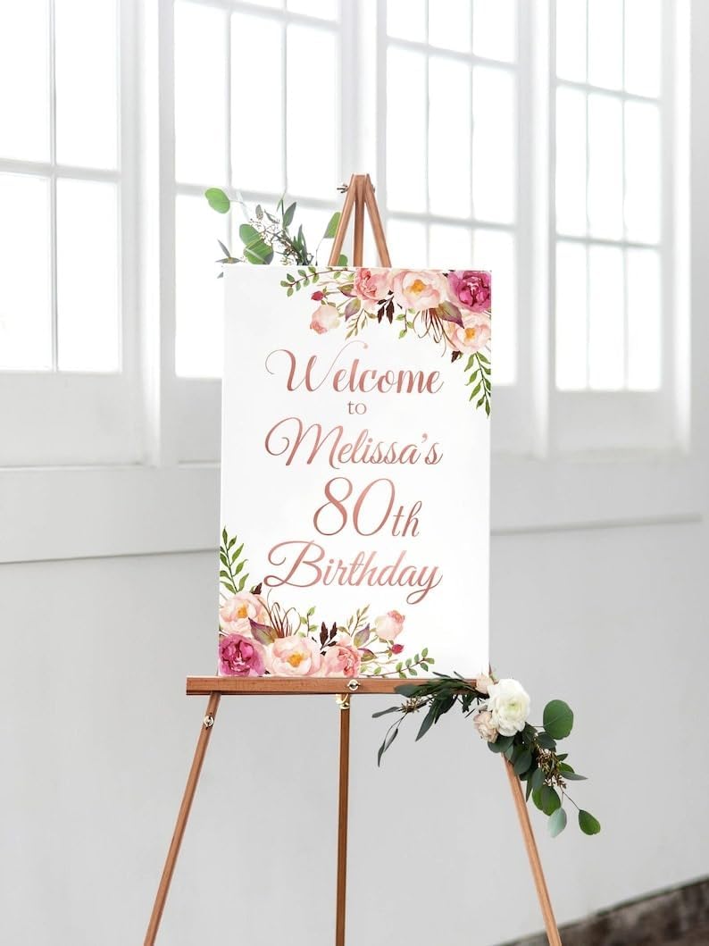 Amazon.com : Personalized Birthday Party Welcome Sign, Any Age Custom ...