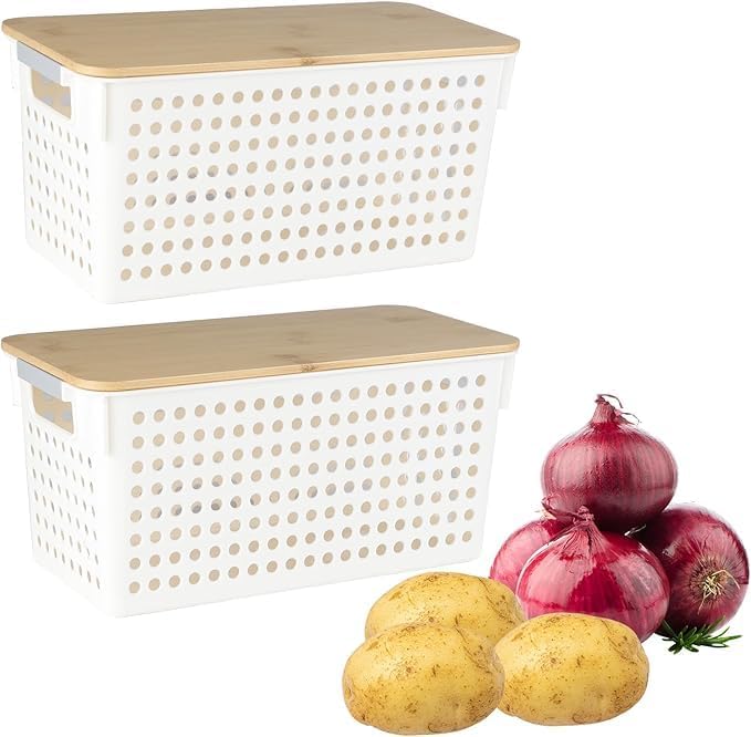 Gzsekken Potato Storage 2 Pack Vegetable Storage Bin Plastic Potato and ...