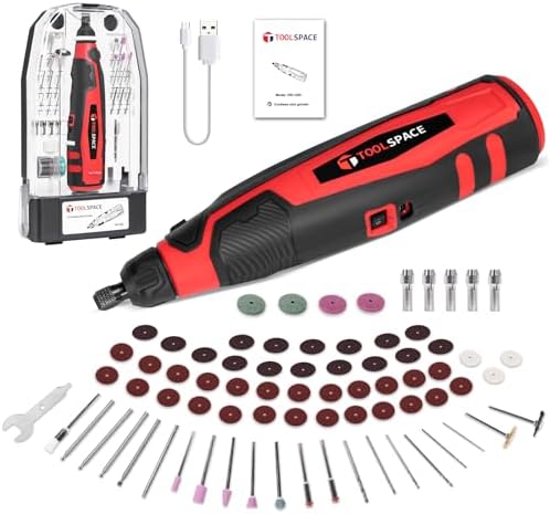 TOOLSPACE 12V Cordless Rotary Tool Kit - Power Rotary Tools 6 Variable Speeds USB Charging ...