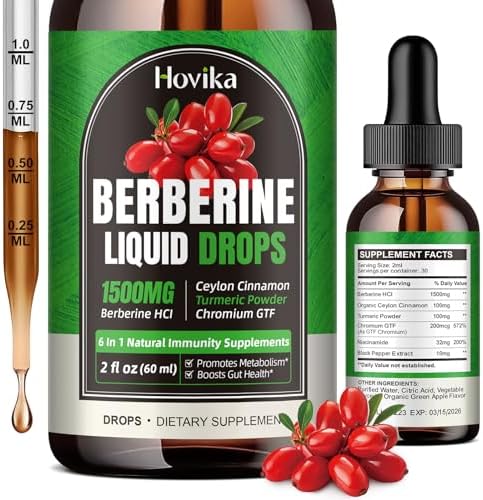 Amazon.com: Berberine HCL Liquid Drops - 1500 mg Berberine Supplement ...