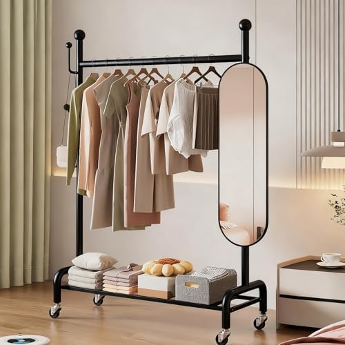 Amazon.com: Rotating Mirror Garment Rack with Shelves - Portable ...