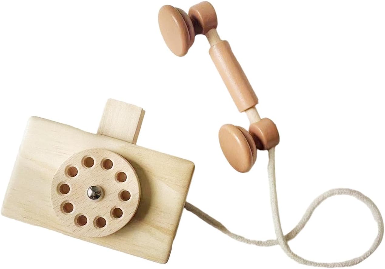 Amazon.co.jp: LOL-FUN Artificial Wooden Phone Toys Montessori ...