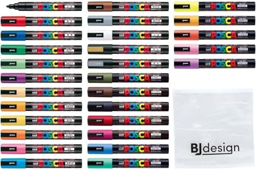 Posca Paint Marker Pen (PC-3M) 24 Colors Full Set with Original pouch ...