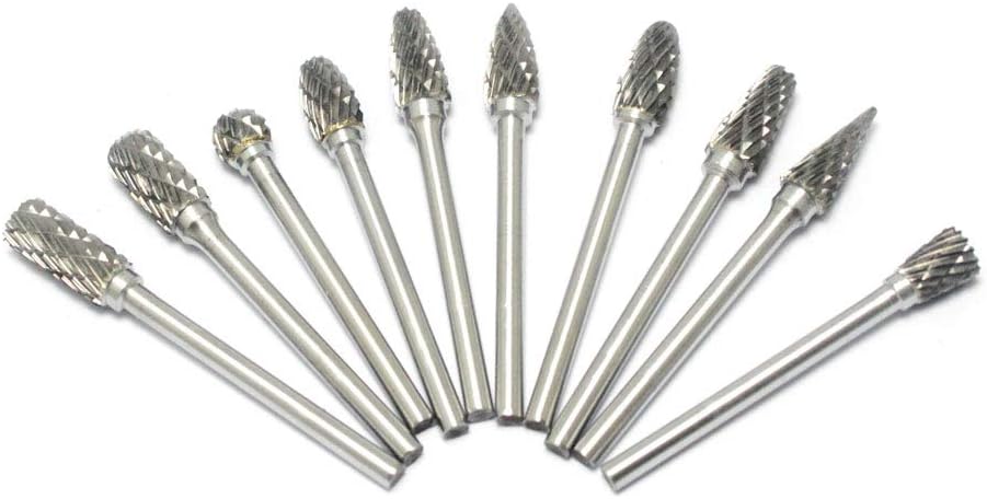 Oudtinx 10pcs 1/8" Shank Steel Solid Carbide Rotary Files Diamond Set ...