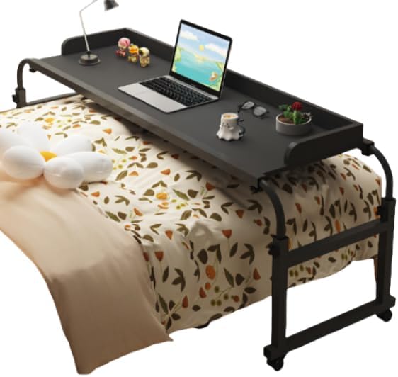 Overbed Desk with Desktop Enclosure and Wheels, Height and Length ...