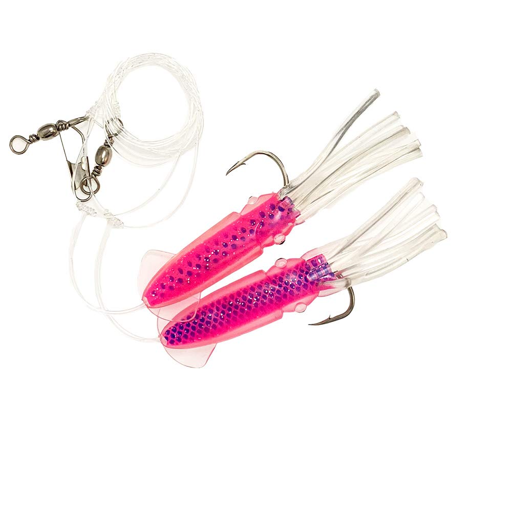 Rockfish Lures 10 Pack Glow In Dark Ling Cod Rigs - 4.5 Inch Twin Bulb ...