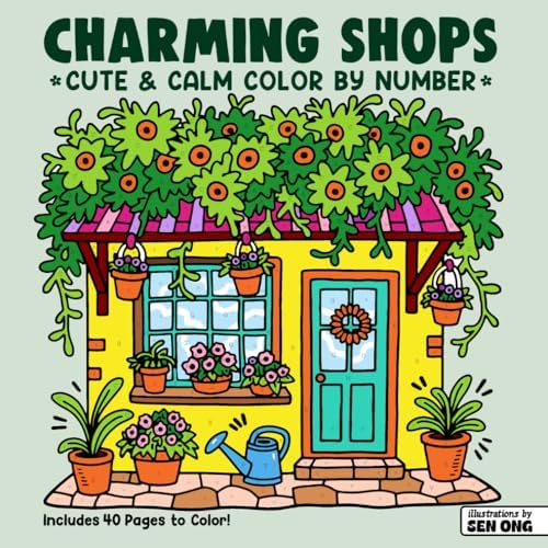 Amazon.com: Cozy Shops Cute & Calm Color By Number: Relaxing Flower ...